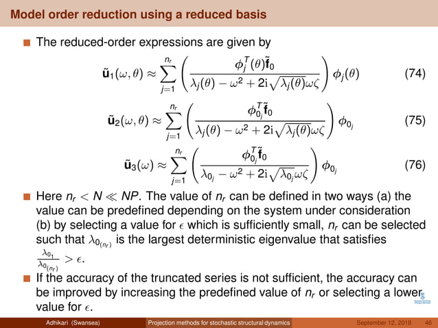 Projection Methods For Stochastic Structural Dynamics Ppt