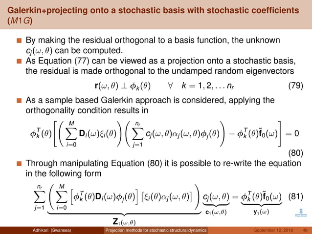 Projection Methods For Stochastic Structural Dynamics Ppt