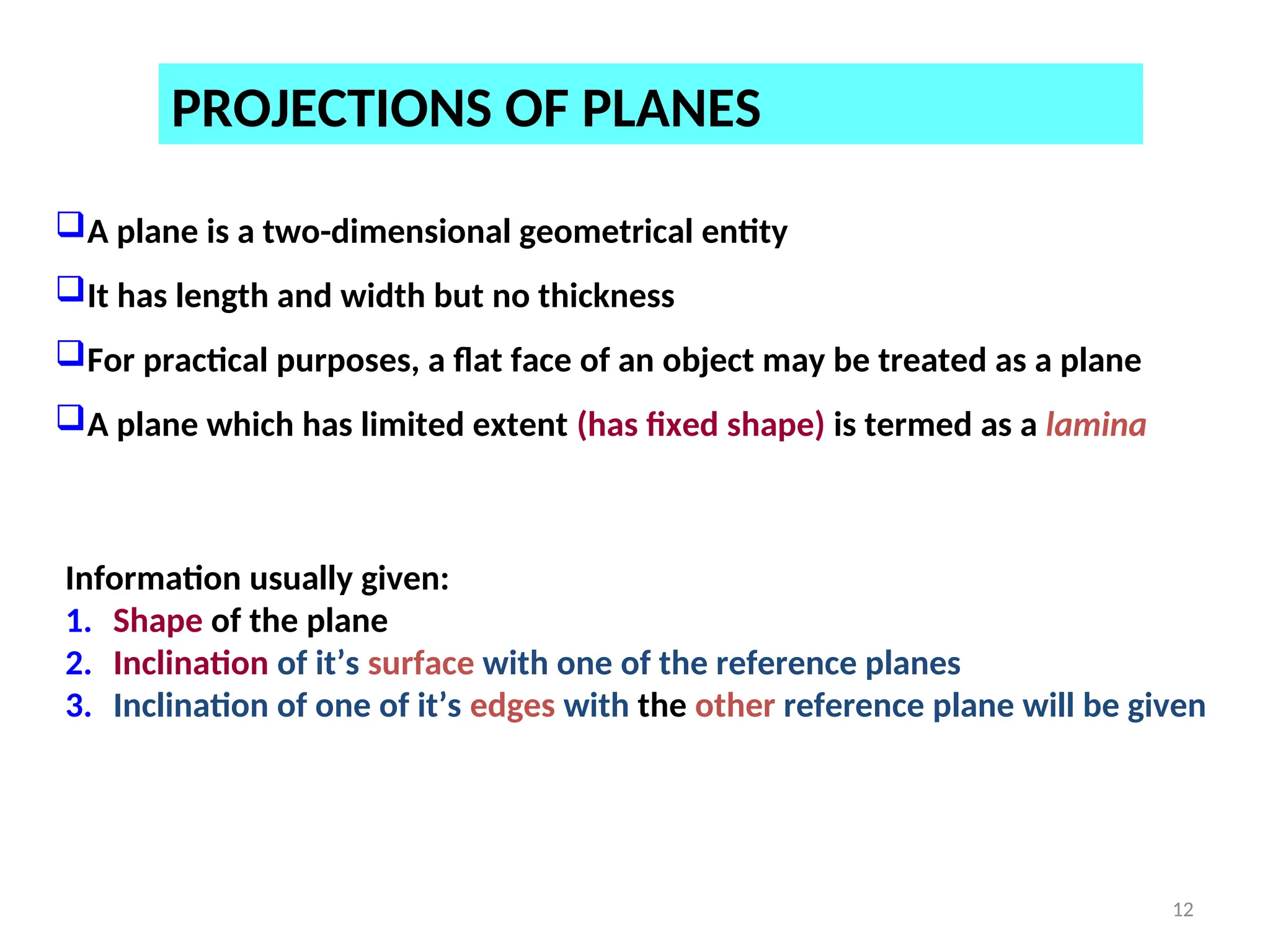 Orthographic Projection of point. First angle of projection, Third ...