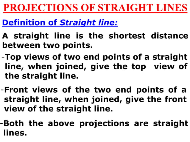 Projection of straight line engineering drawing | PPSX | Physics | Science