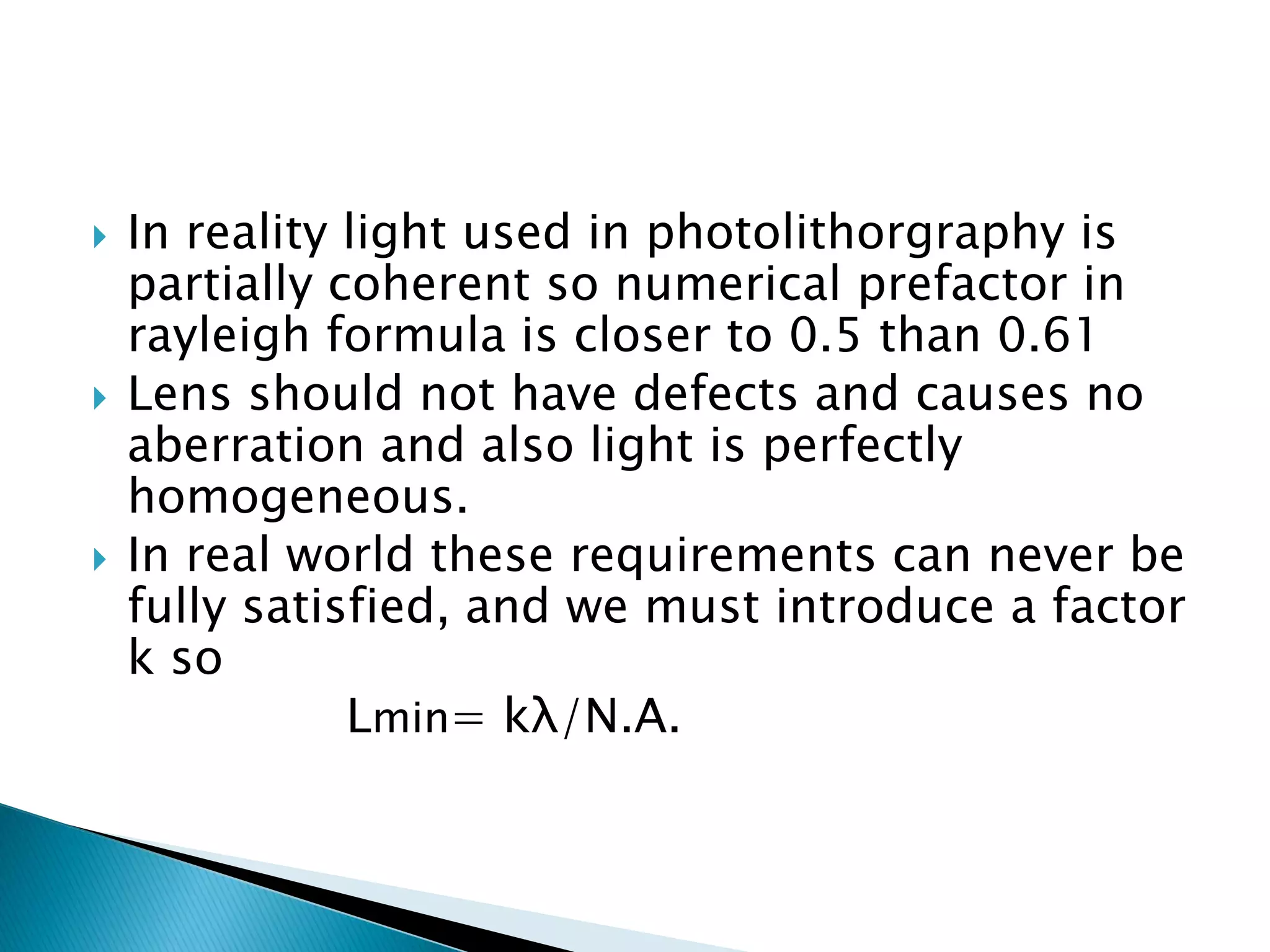 Projection photolithography | PDF