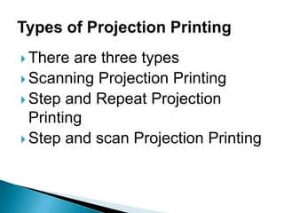 Projection photolithography | PDF