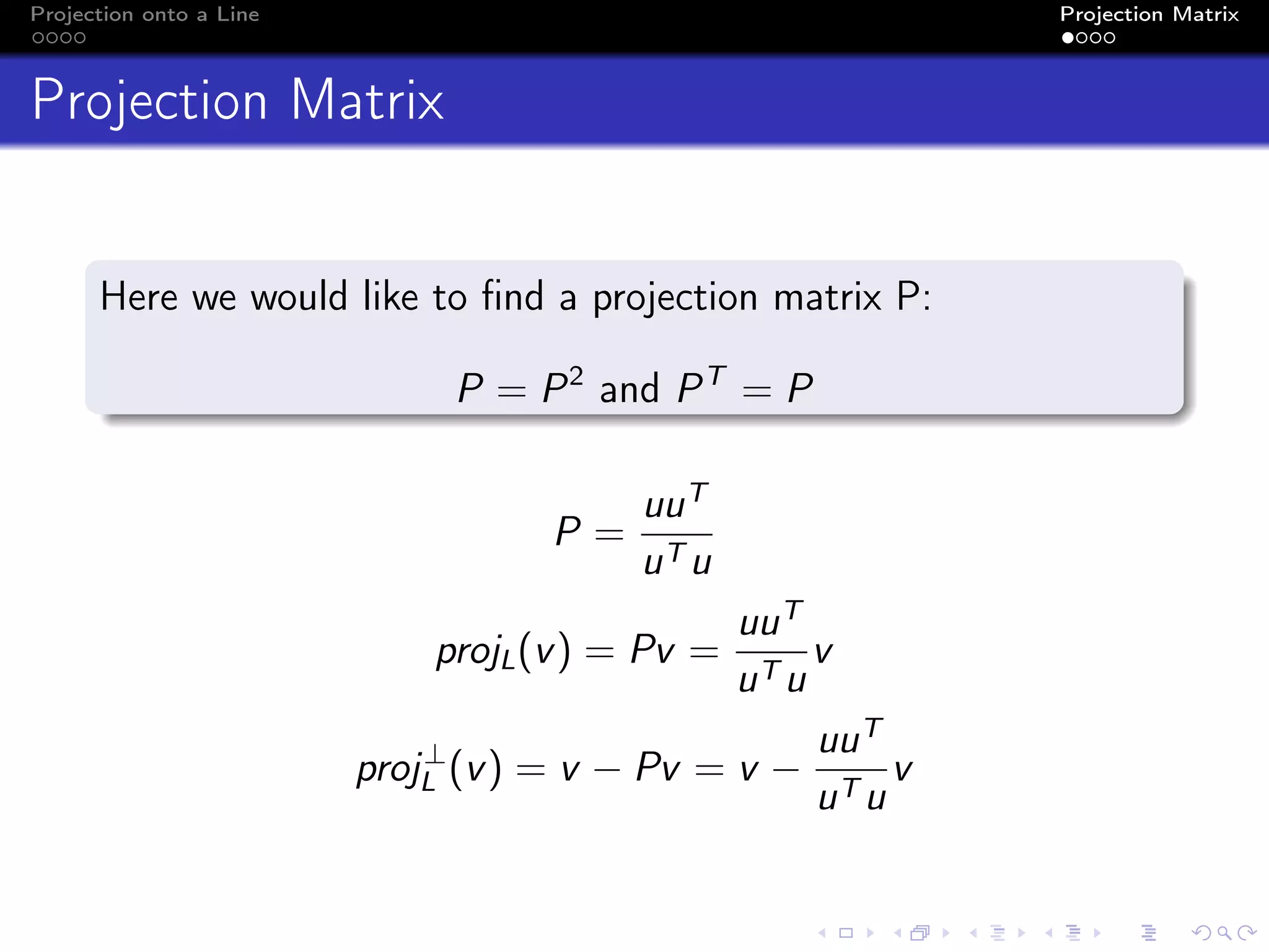 Projectors and Projection Onto a Line | PDF