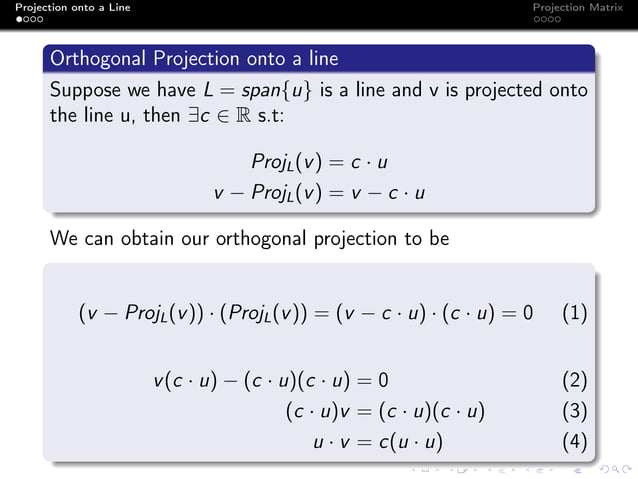Projectors and Projection Onto a Line | PPT