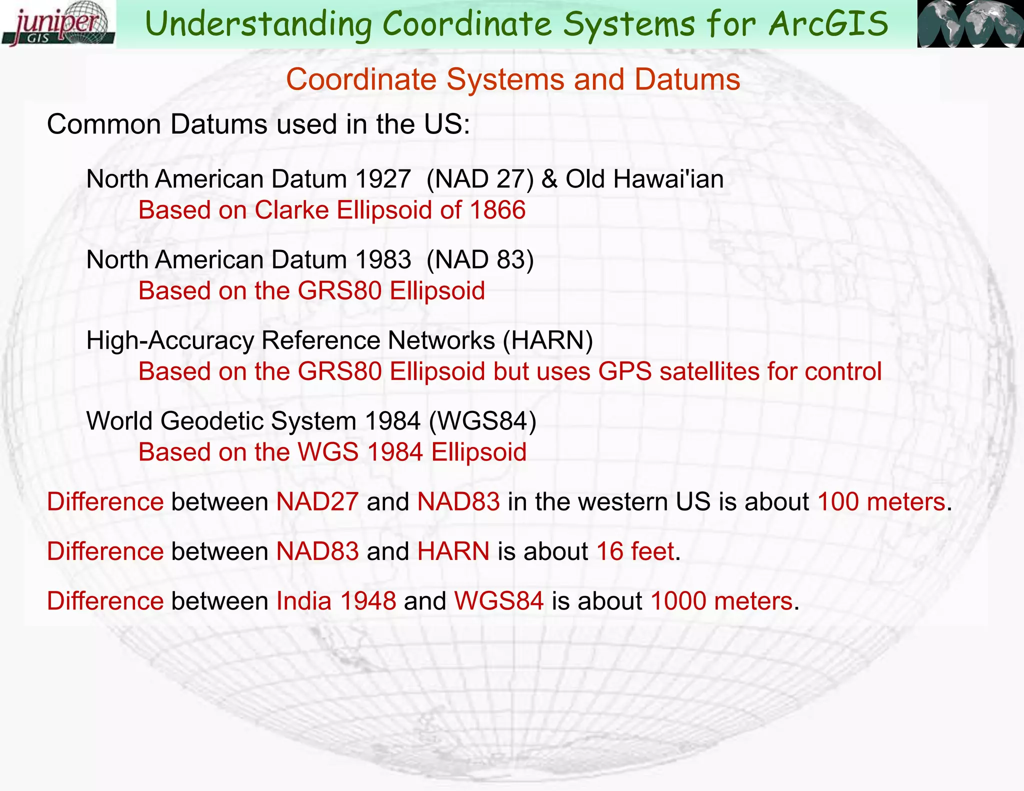 Understanding Coordinate Systems and Projections for ArcGIS | PPTX