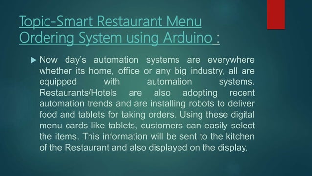 Project(itv 205) smart restaurant menu ordering system using arduino | PPTX