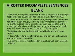 SENTENCE COMPLETION TESTS AND DRAWING TESTS | PPTX