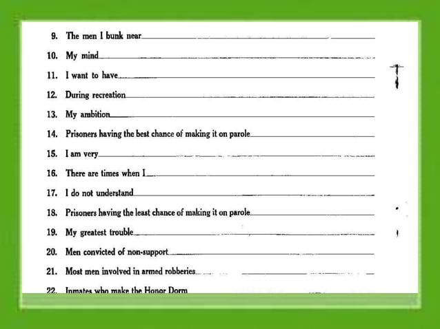 SENTENCE COMPLETION TESTS AND DRAWING TESTS