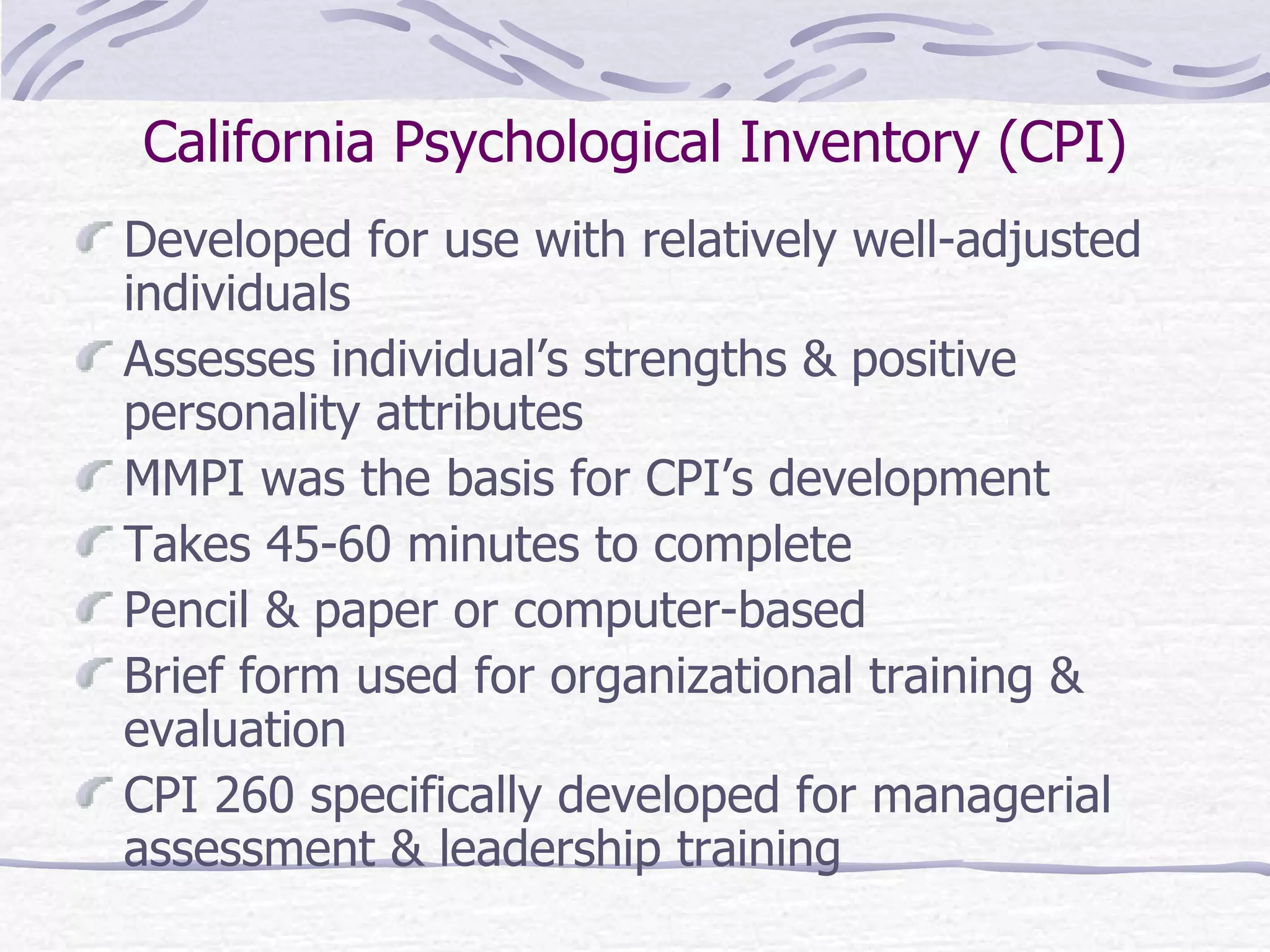 Projective Techniques And Other Personality Measures | PPT