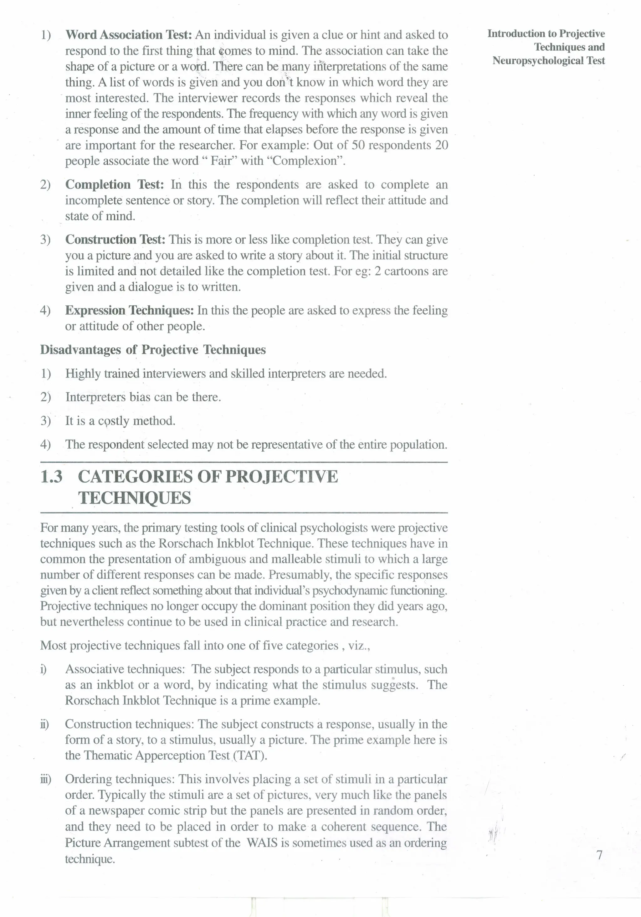 Introduction to projective techniques and tests | PDF