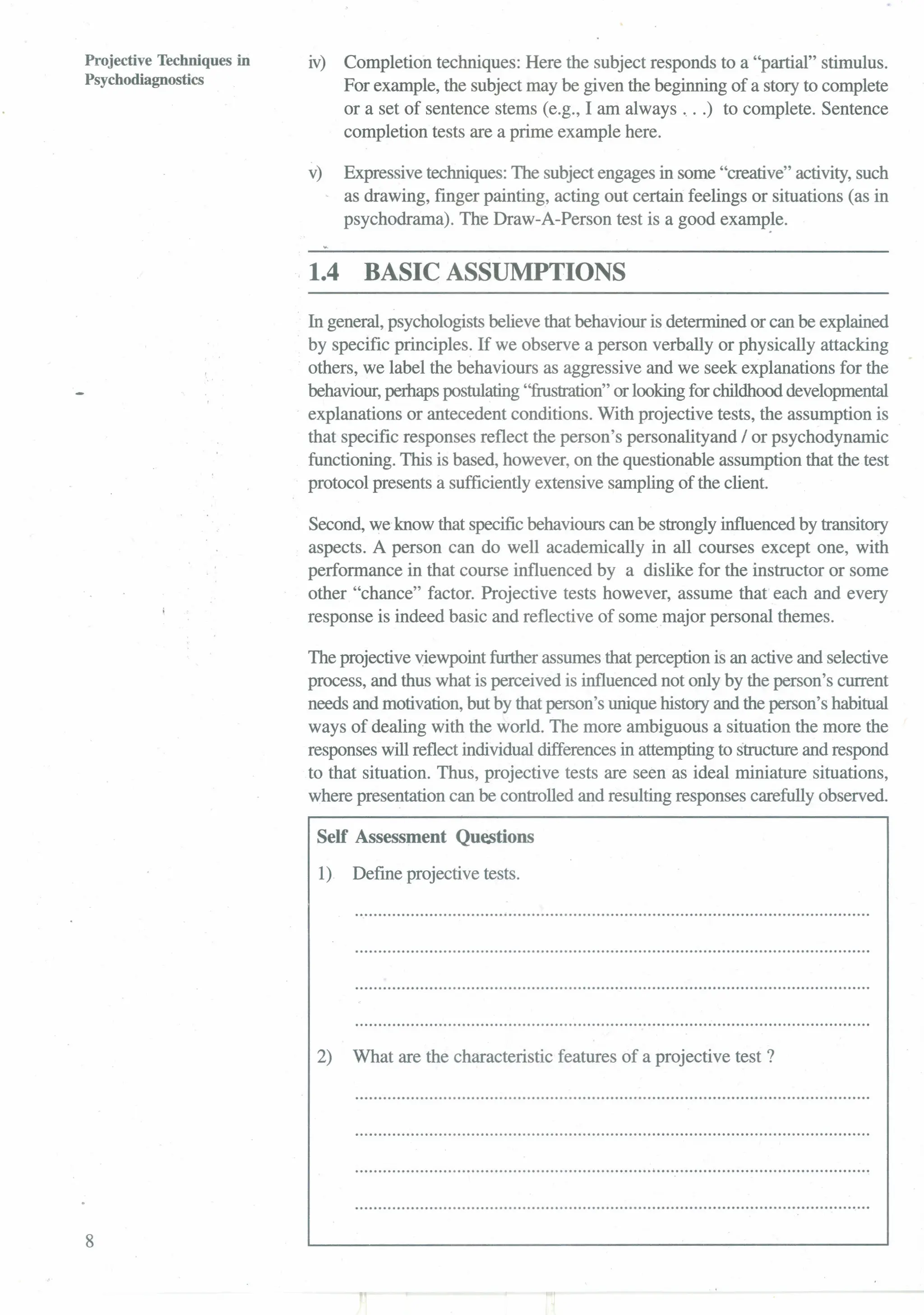 Introduction to projective techniques and tests | PDF