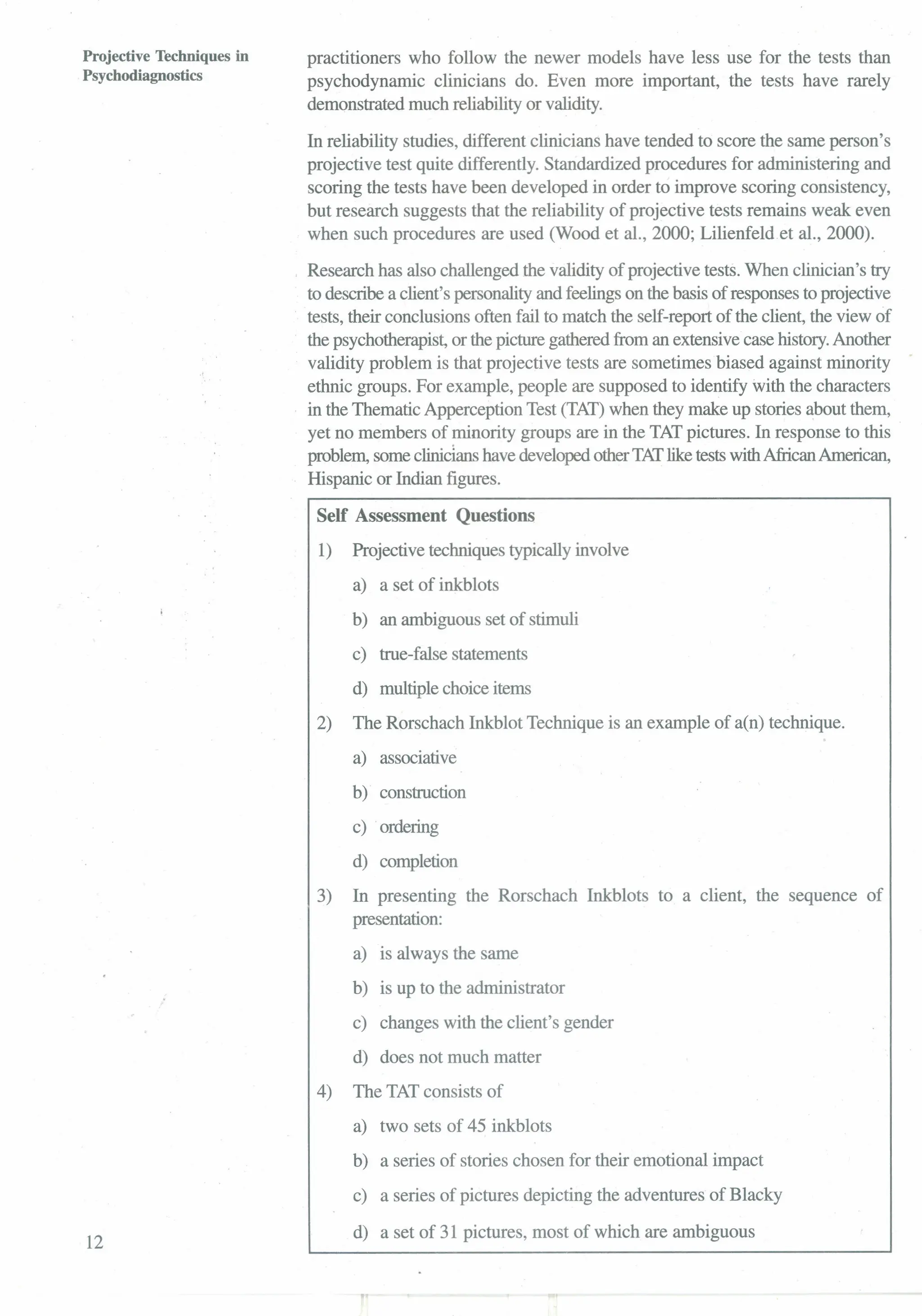 Introduction to projective techniques and tests | PDF