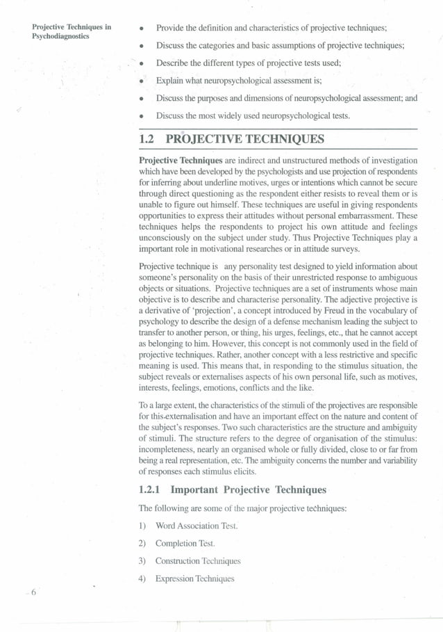 Introduction to projective techniques and tests | PDF