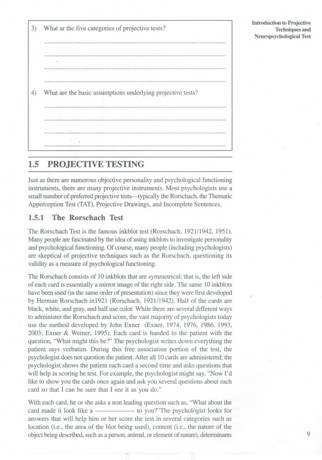 Introduction to projective techniques and tests | PDF