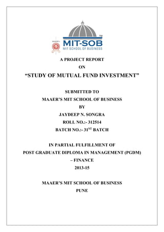 Study of Mutual Fund Investment | PDF