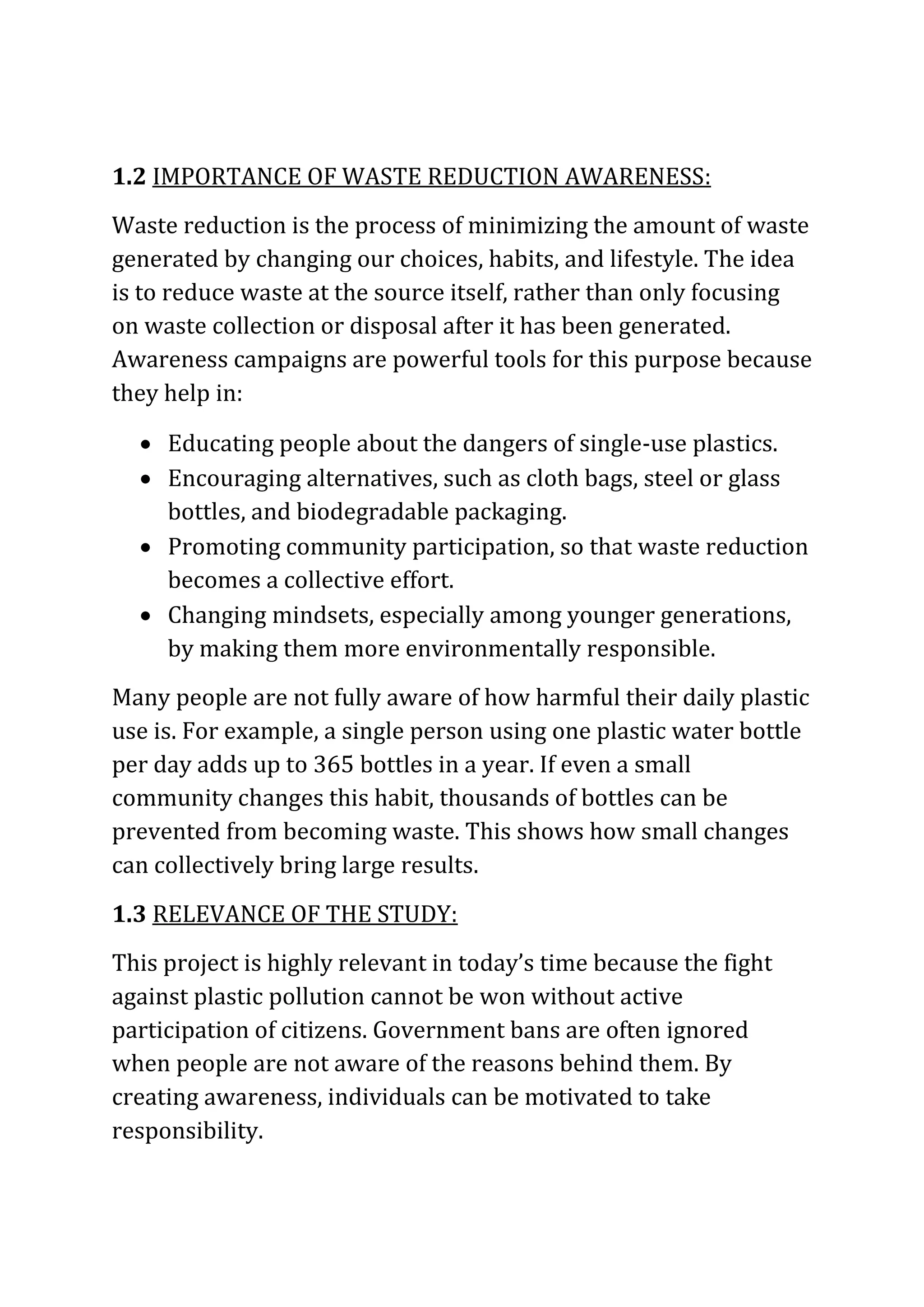 Design a waste reduction awareness campaign and evaluate it's effect on ...