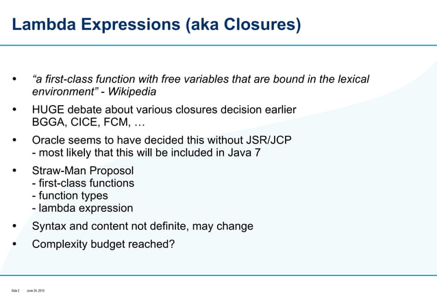 Project Lambda - Closures after all? | PPT | Programming Languages | Computing