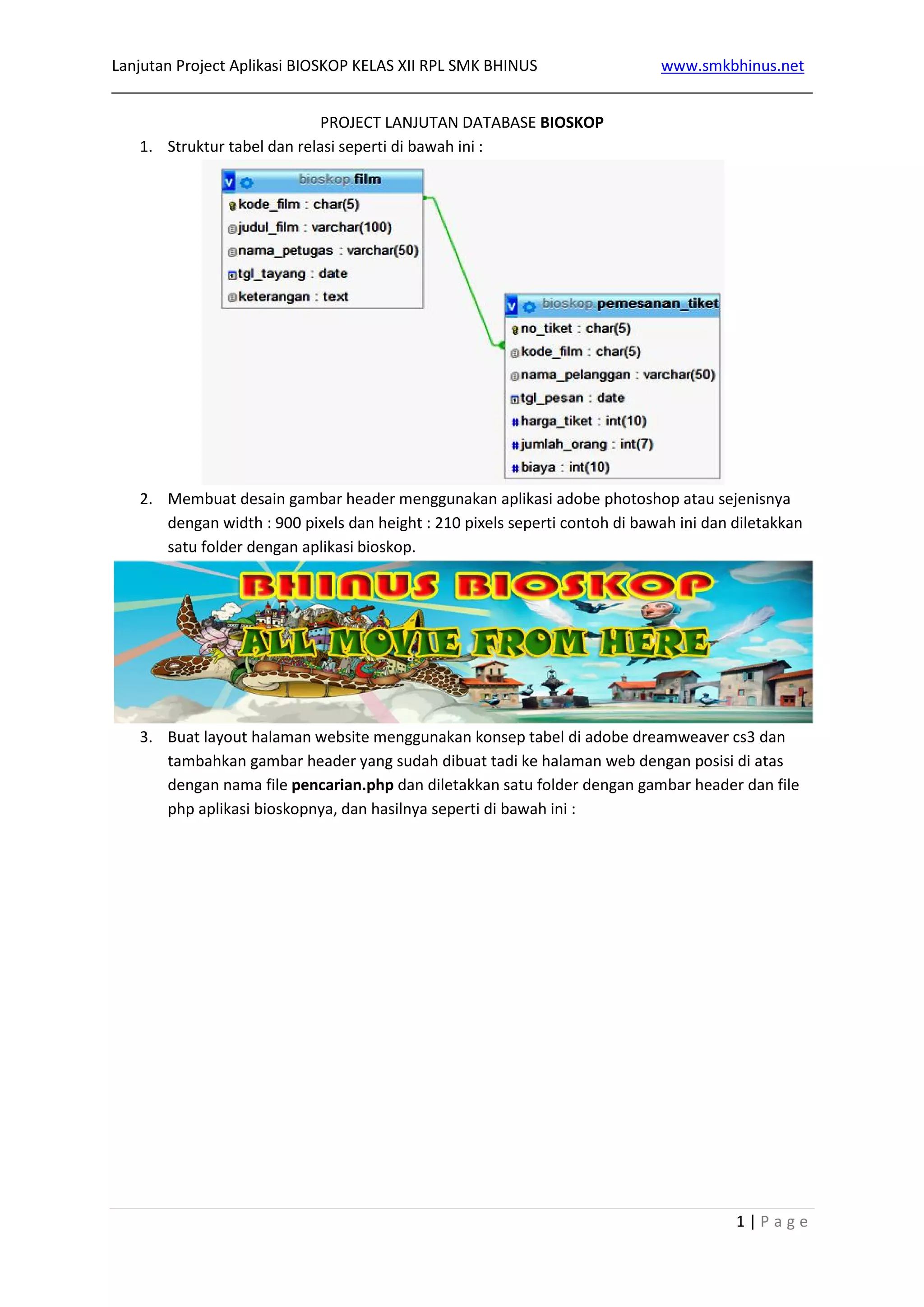 Project lanjutan database bioskop | PDF