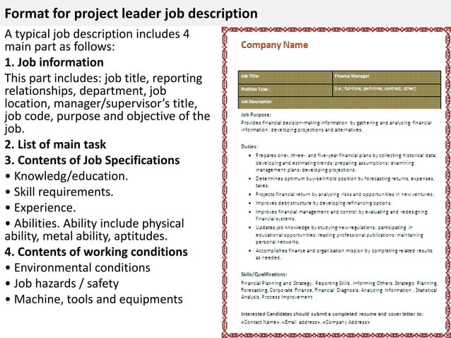 Project leader job description | PPTX