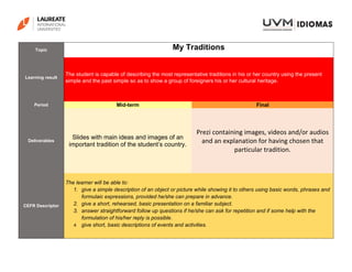 Project English level 2 about traditions | PPT
