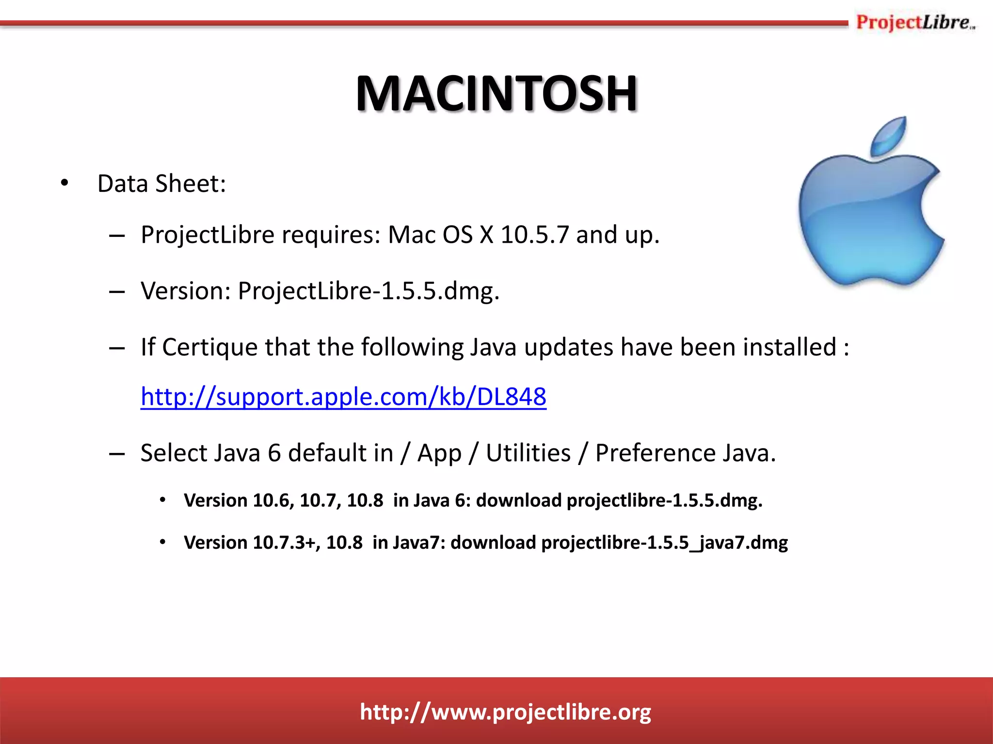 Project libre1.5 - Lesson 2 - Installation requirements | PPSX
