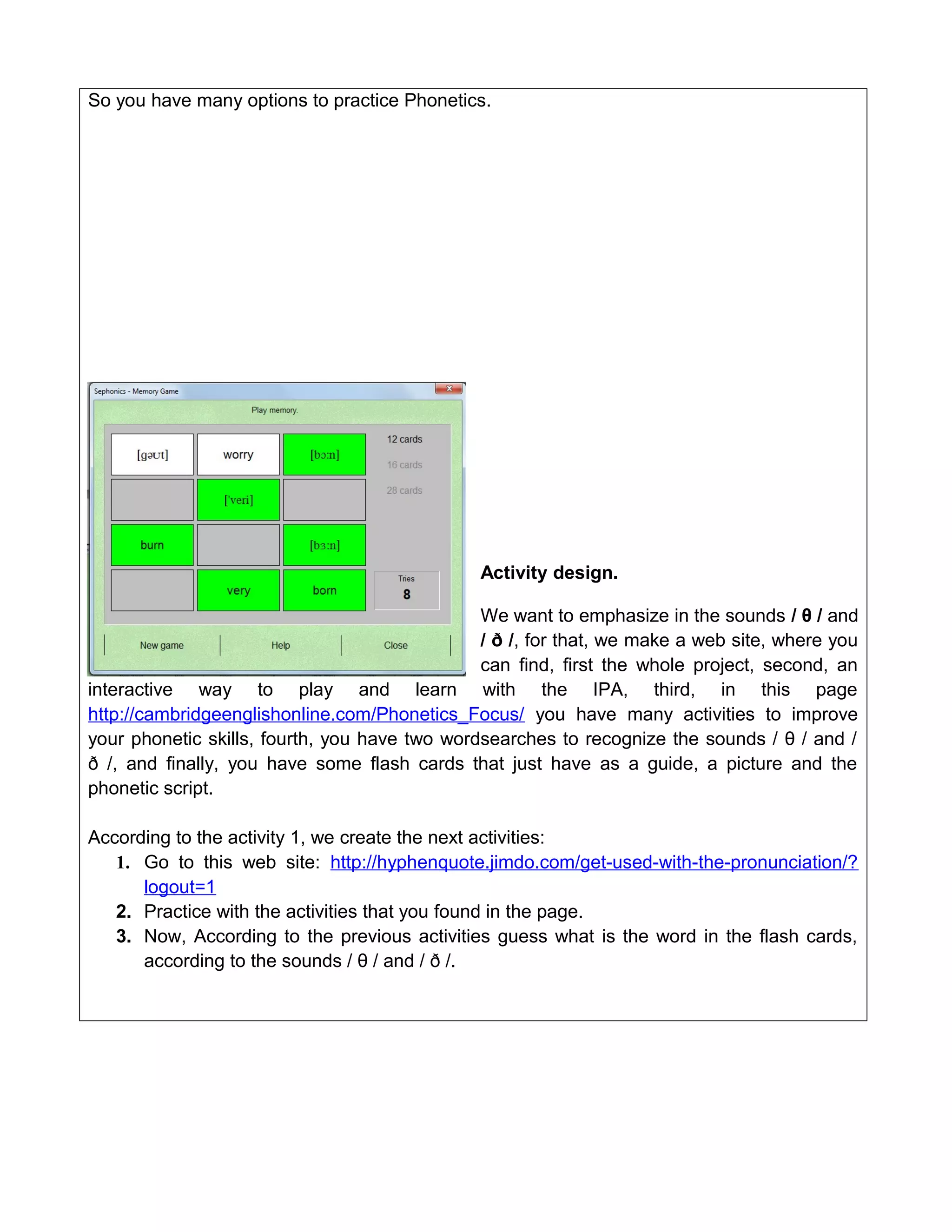 Project linguistics - Phonetic Component | DOC