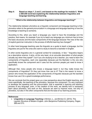 Project linguistics - Phonetic Component | DOC