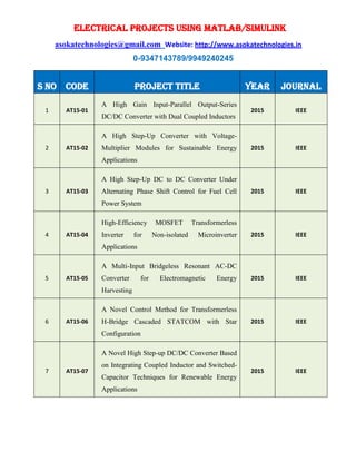 IEEE Electrical Projects | PDF