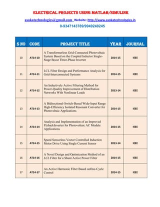 IEEE Electrical Projects | PDF