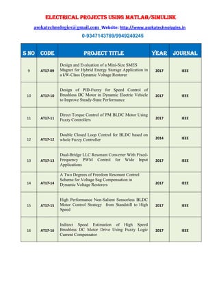 Final Year Academic Electrical Projects | PDF