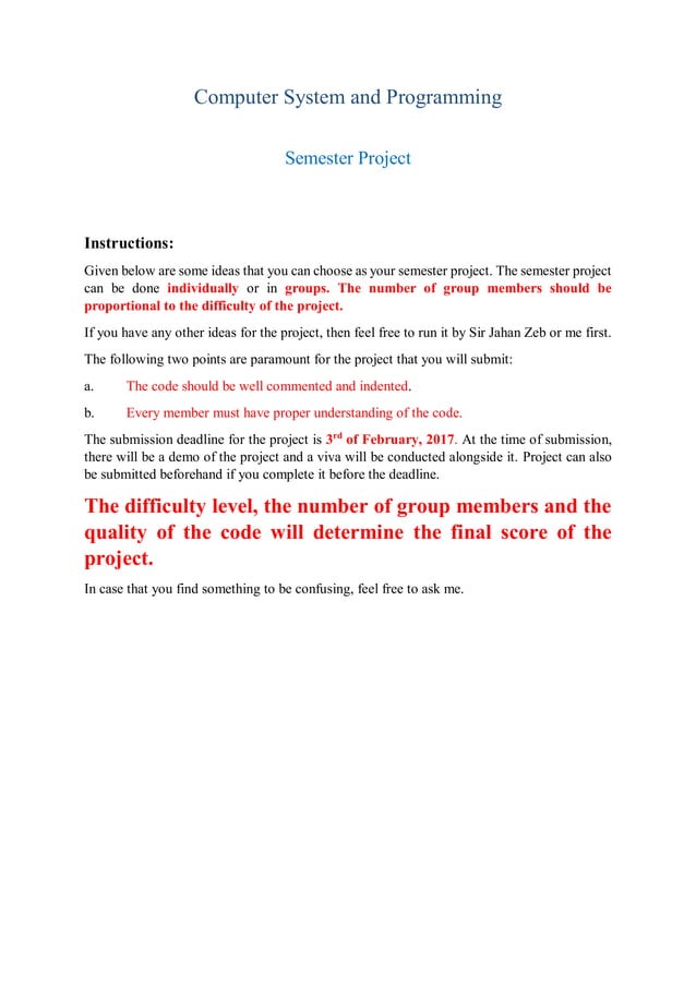 c++ Project list | PDF