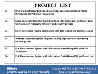 Electronics ,E&TC final Year Embedded Projects | PPTX