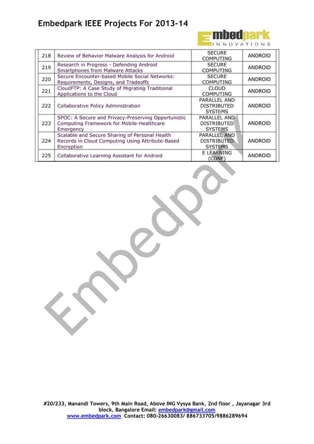 Final year IEEE projects for 2013-14 | PDF