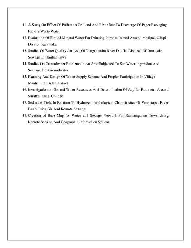 Project list water resource engineering | PDF