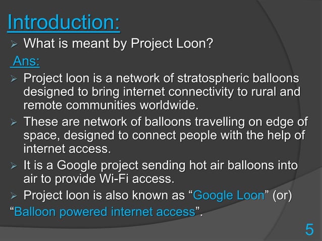 Project Loon PPT | PPT