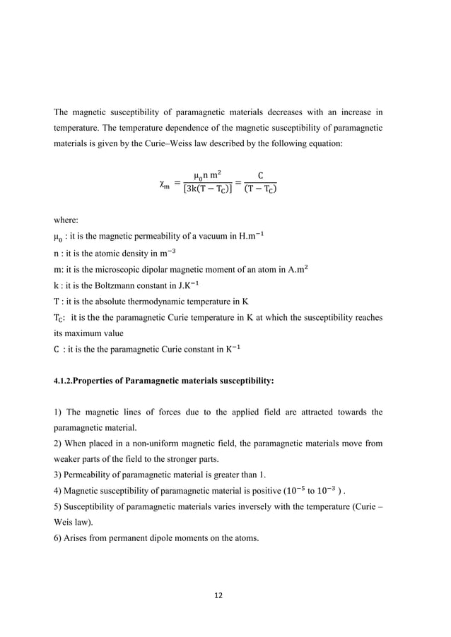 Project magnetic susceptibility of magnetic materials | PDF