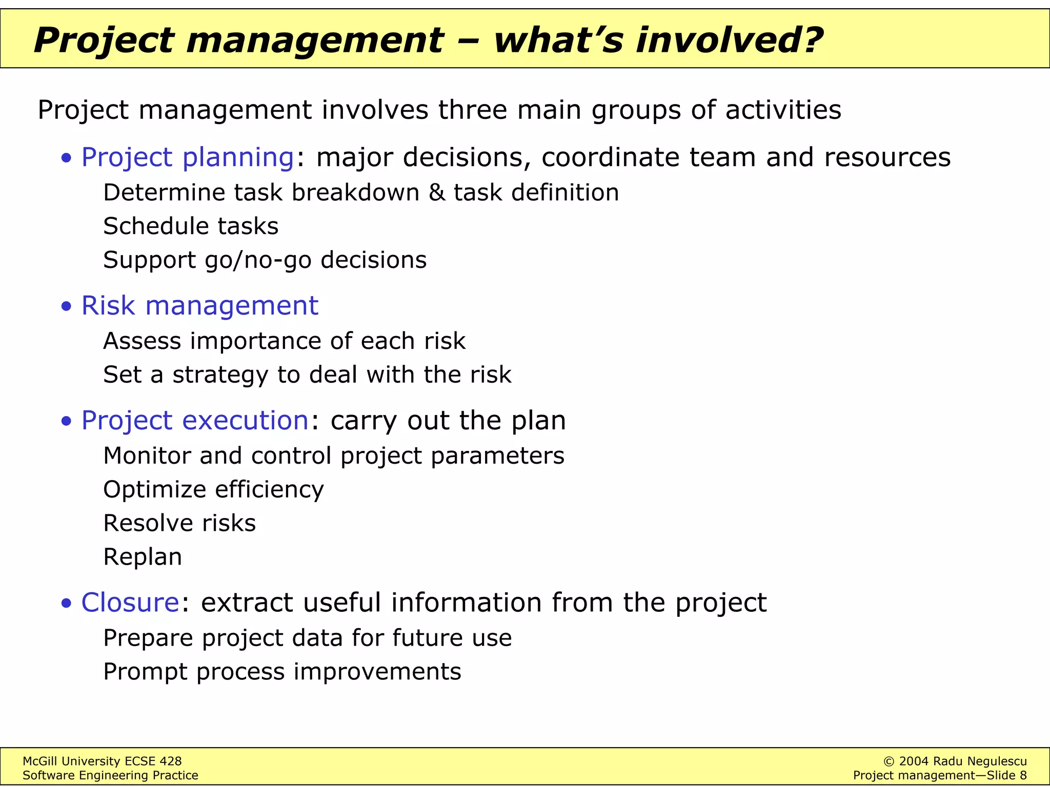 Software Engineering Practice - Project management | PPT