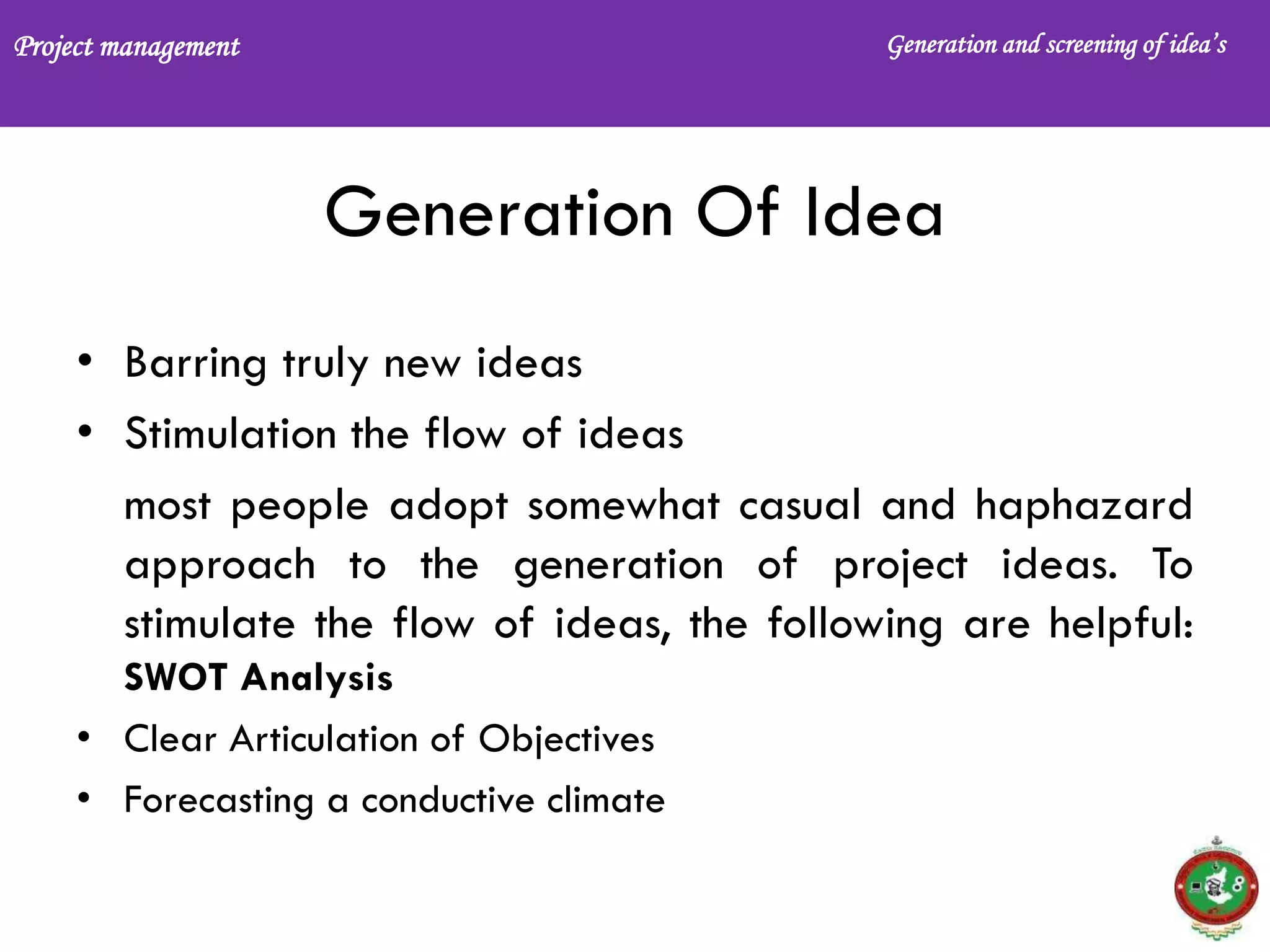 Generation of Project Idea | PPTX