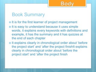 "Fundamentals of Project Management" book summary | PPTX