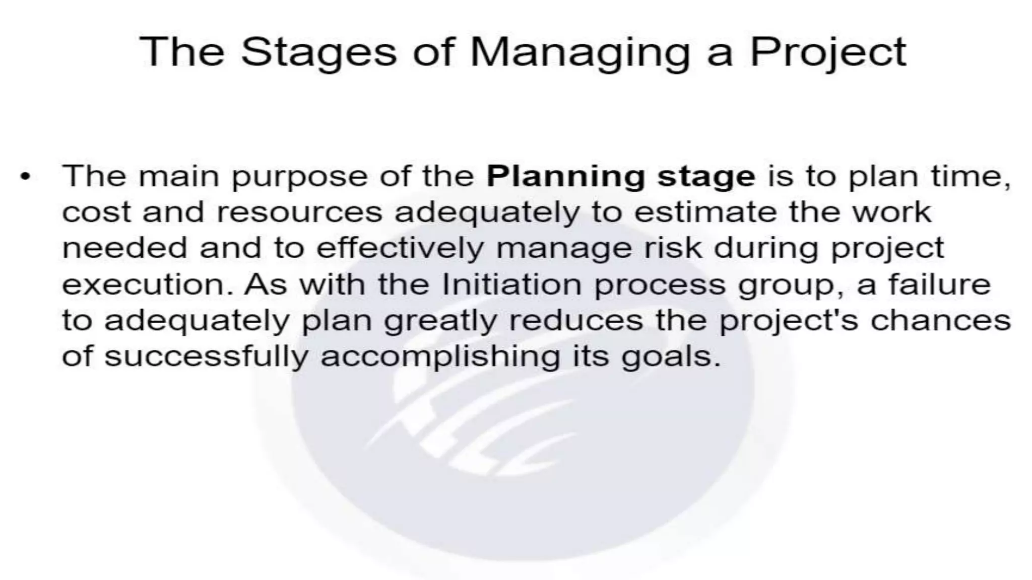 Project management, stages in project management, explanation, poor ...