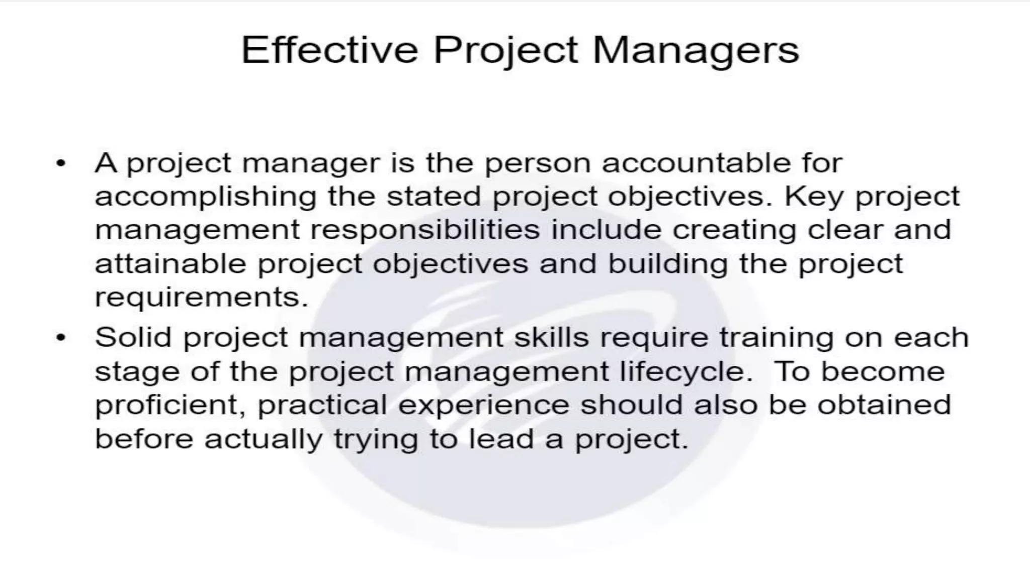 Project management, stages in project management, explanation, poor ...