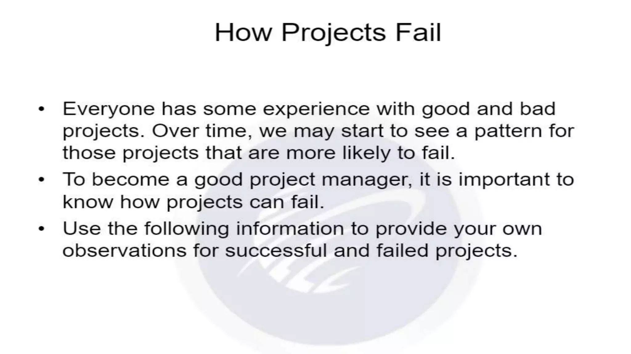 Project management, stages in project management, explanation, poor ...