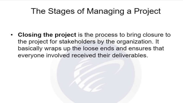Project management, stages in project management, explanation, poor ...
