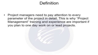Project management, stages in project management, explanation, poor ...
