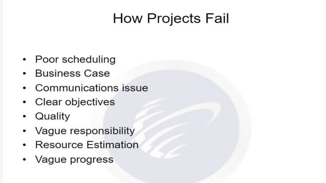 Project management, stages in project management, explanation, poor ...