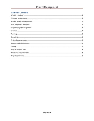 Project management | PDF | Business | Business and Finance