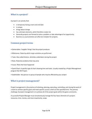 Project management | PDF | Business | Business and Finance