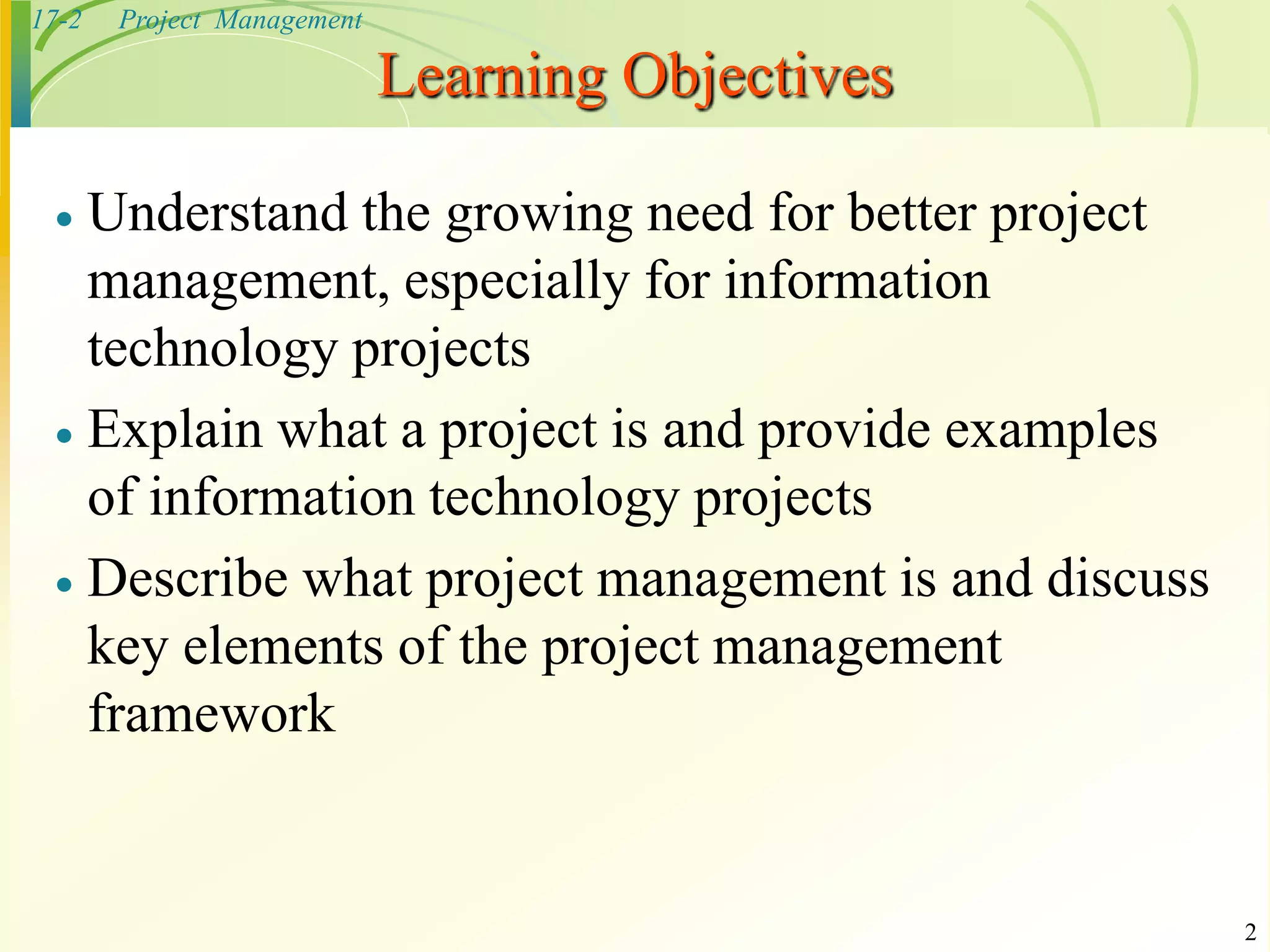 Project Management Learning Objectives.ppt