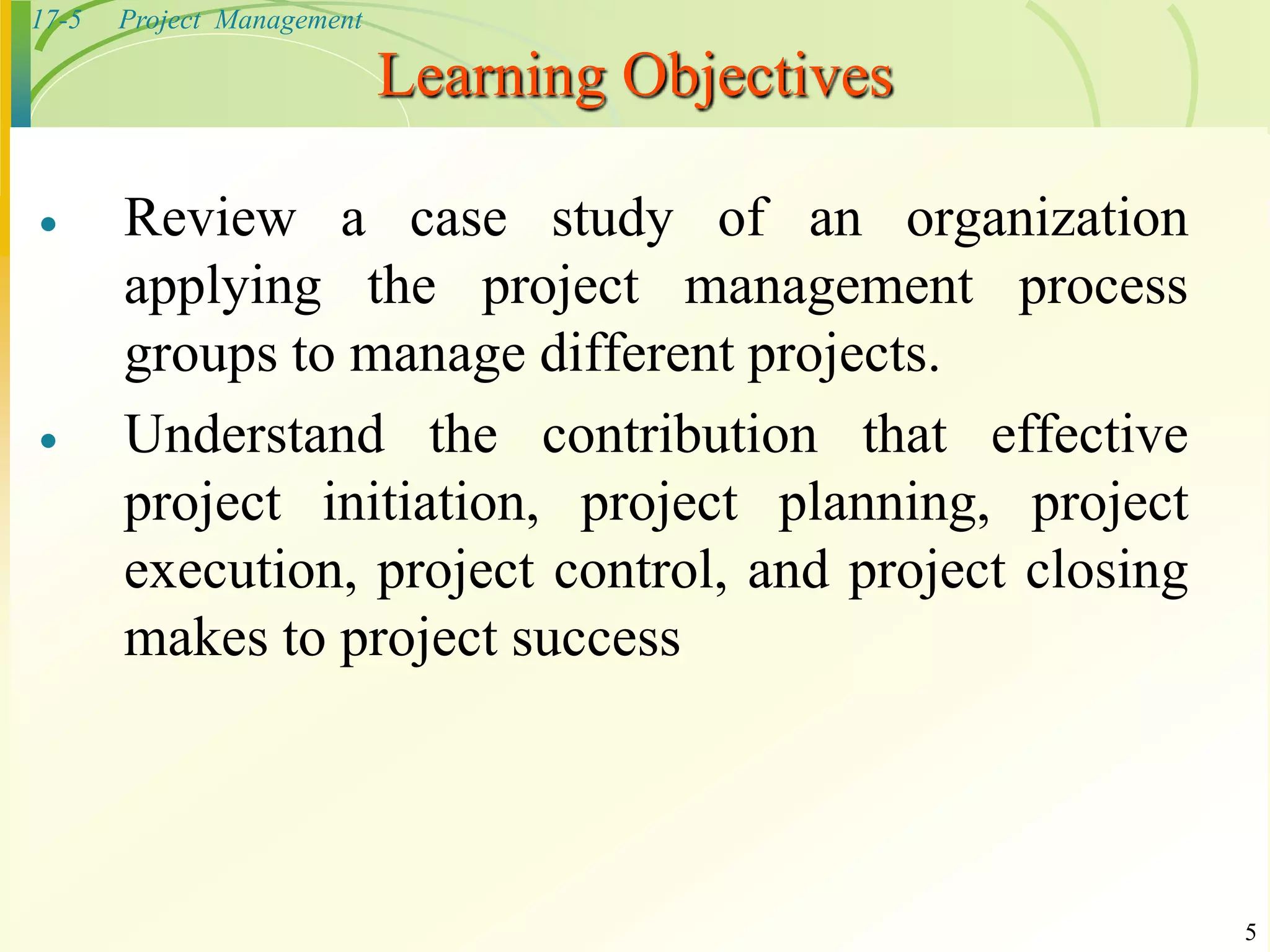 Project Management Learning Objectives.ppt