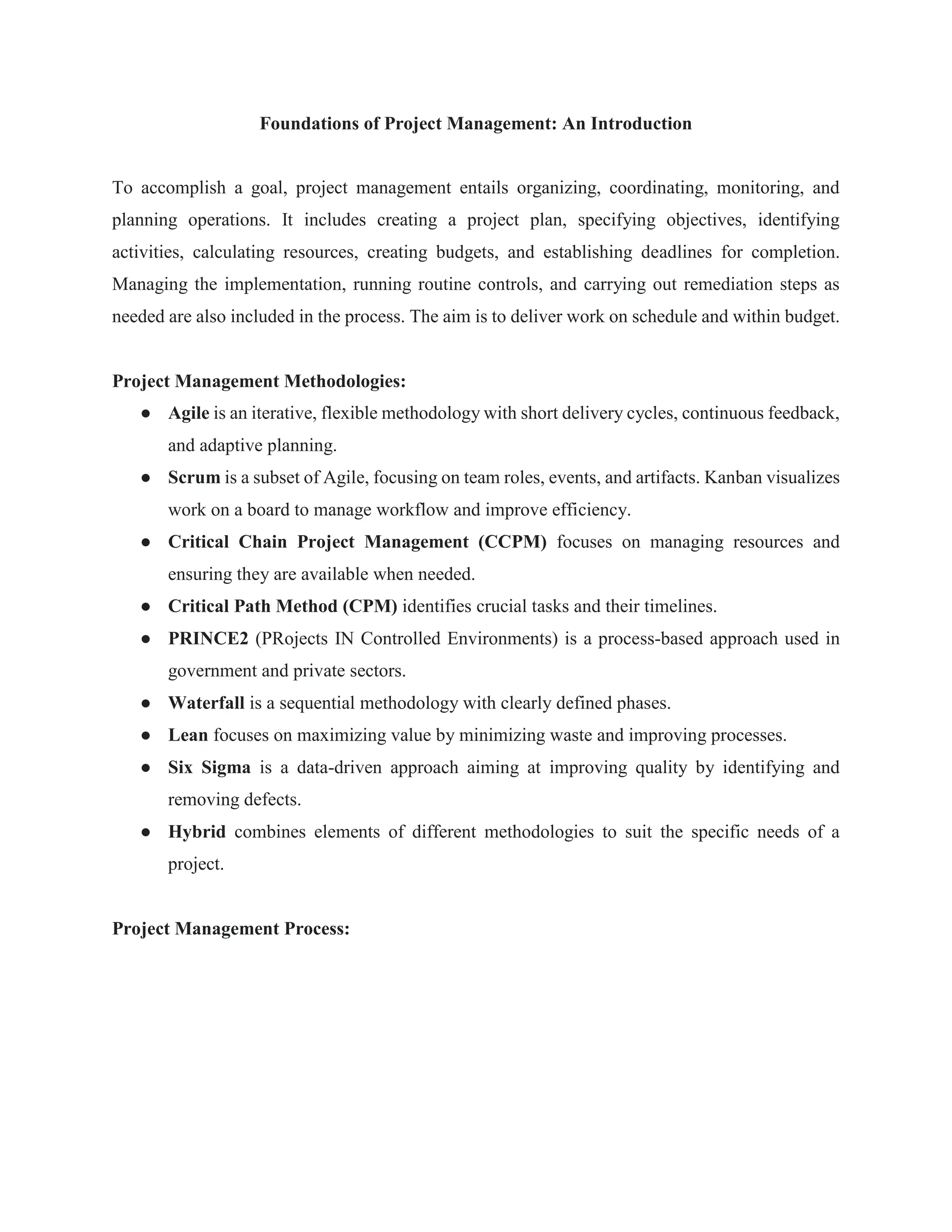 Foundations of Project Management: An Introduction | DOCX